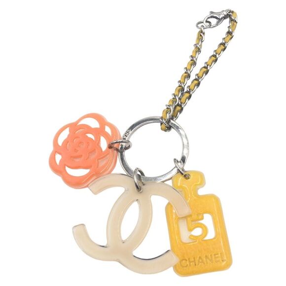 CHANEL | Accessories | Chanel Camellia Keychain Plastic Beige Silver ...